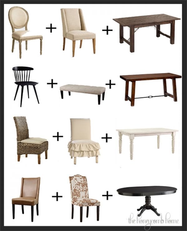 Mix and Match Dining Room Tables and Chairs - The Honeycomb Home
