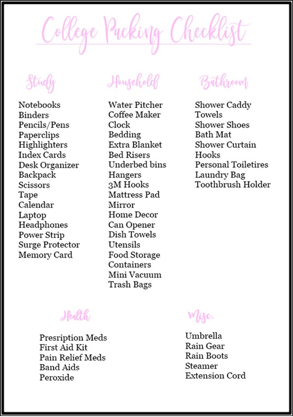 How to Pack For College Without Losing Your Mind - Checklist - The ...
