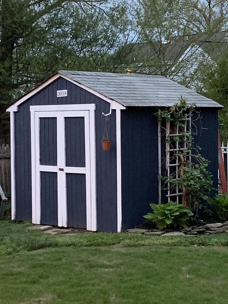How To Paint A Shed - before and after - The Honeycomb Home