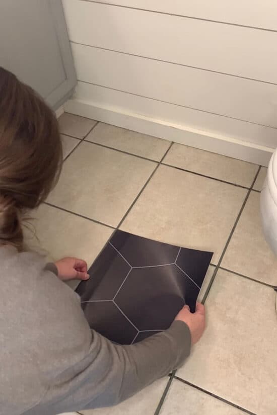 Tile Stickers - Bathroom Update - The Honeycomb Home