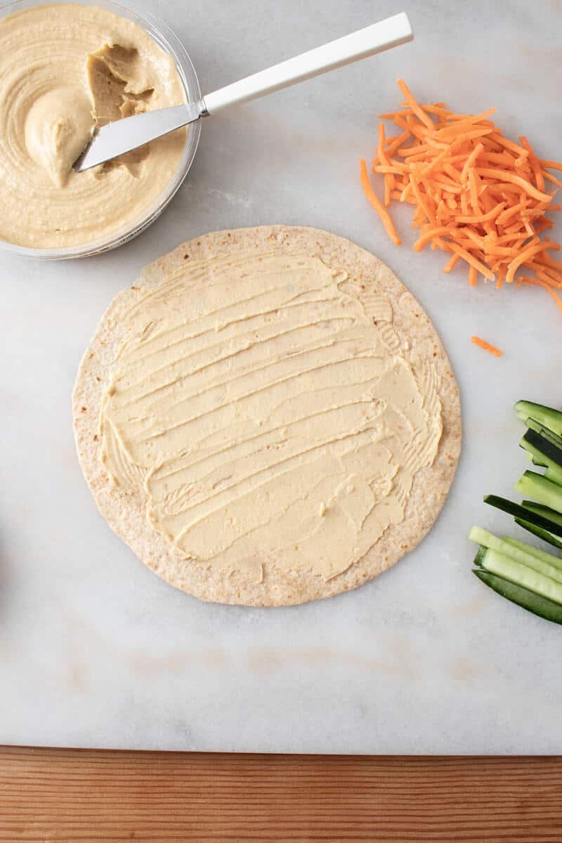 3-Ingredient Hummus Wrap Recipe - The Honeycomb Home