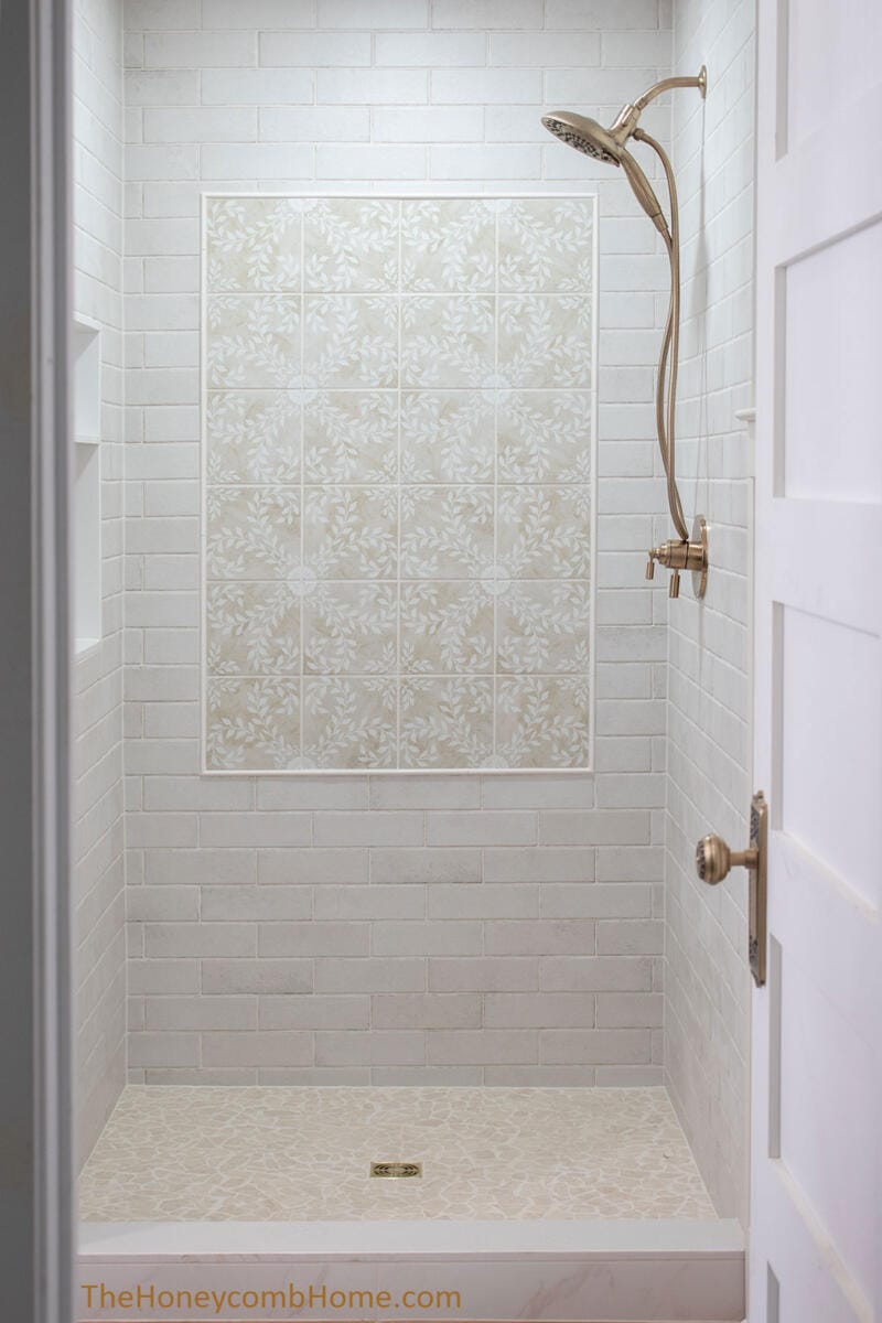 Our Walk In Shower Tile Design - The Honeycomb Home