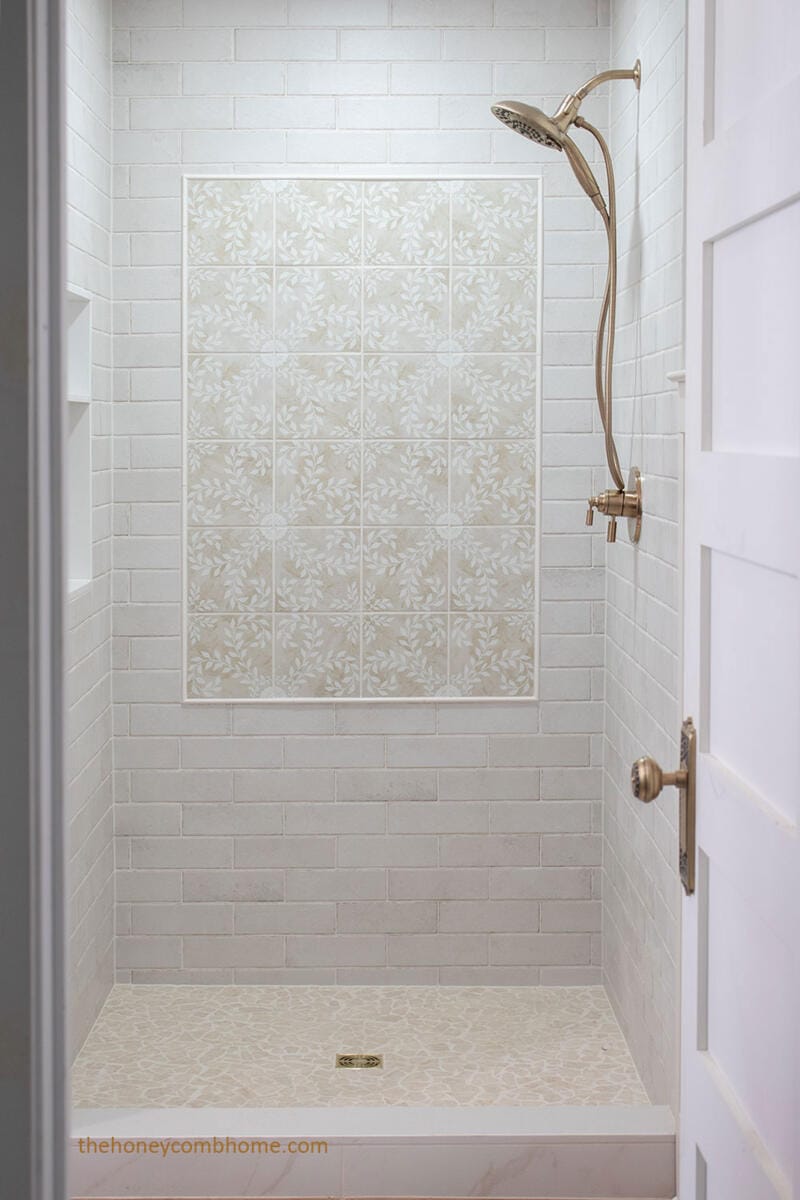 Our Walk In Shower Tile Design - The Honeycomb Home